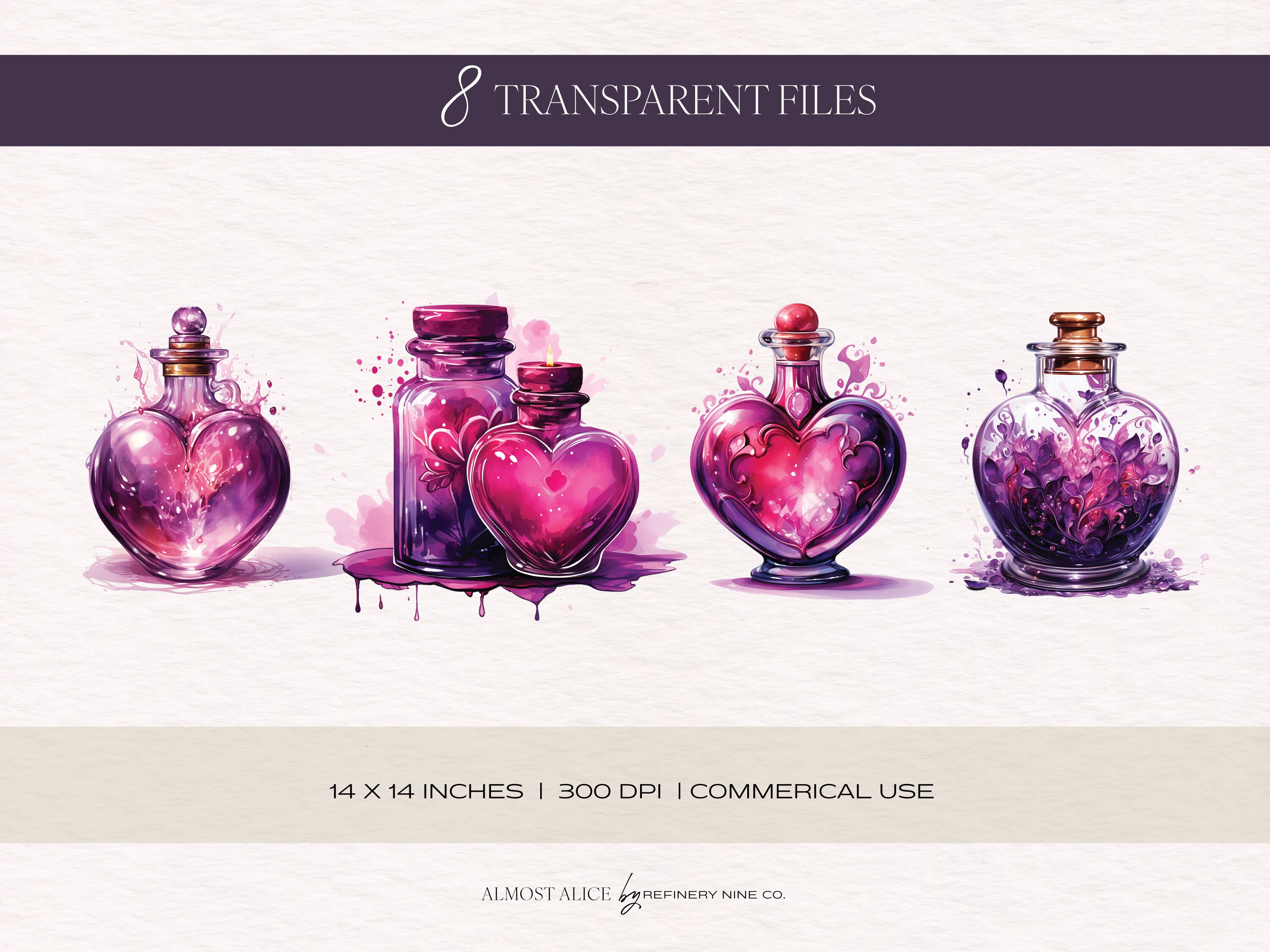 Magical Love Potions Clipart 8 Transparent PNG Files, Romantic Elixirs ...