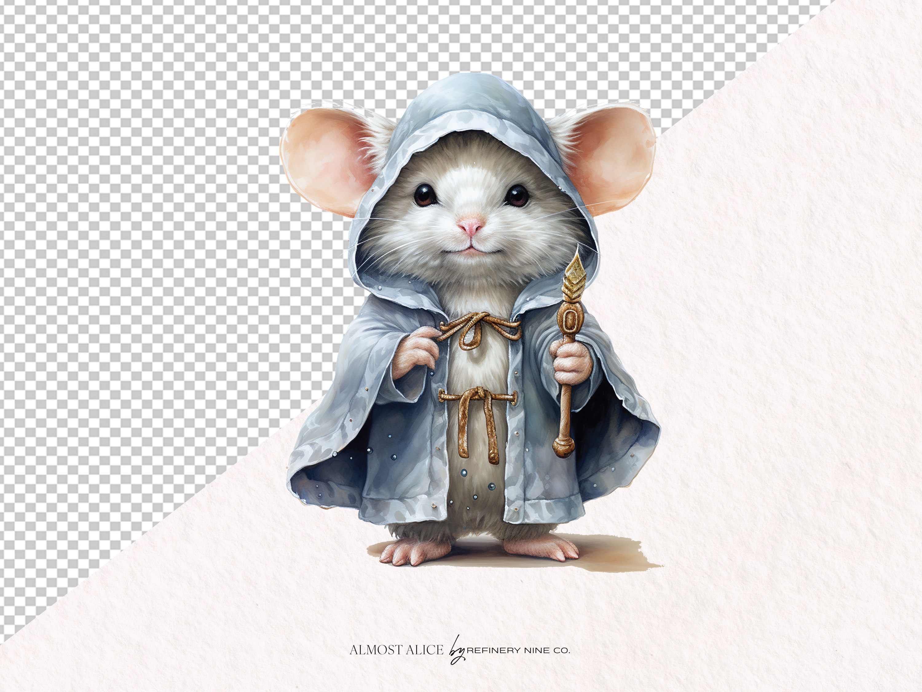 Wizard Mice, Watercolor Clipart, Transparent PNG, Fantasy, Magical ...