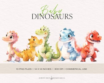Watercolor Dinosaur Clipart Pack, Clipart for Commercial Use ...