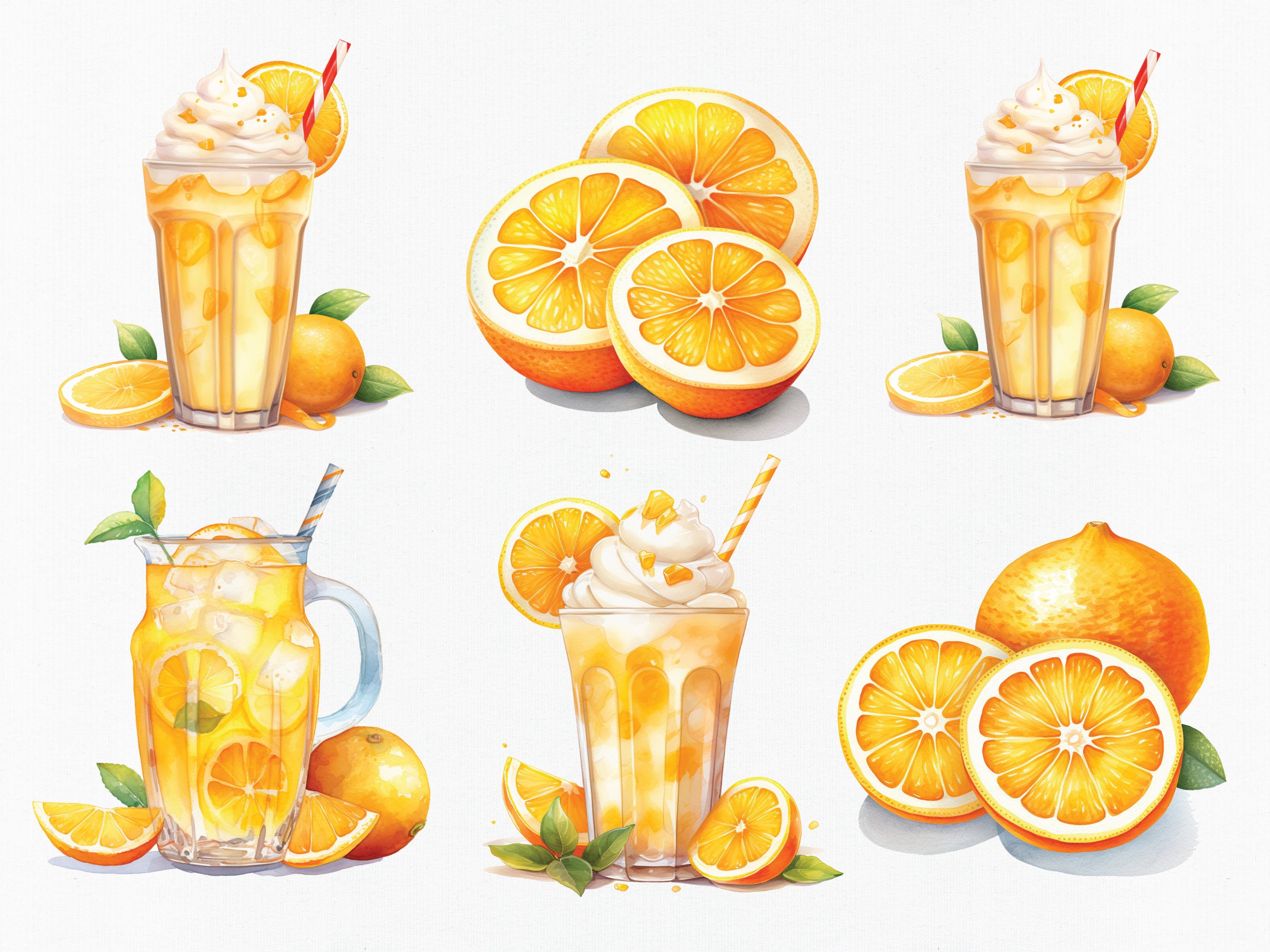 Orange Julius Clipart - Food Clipart, Digital Watercolor Prints ...