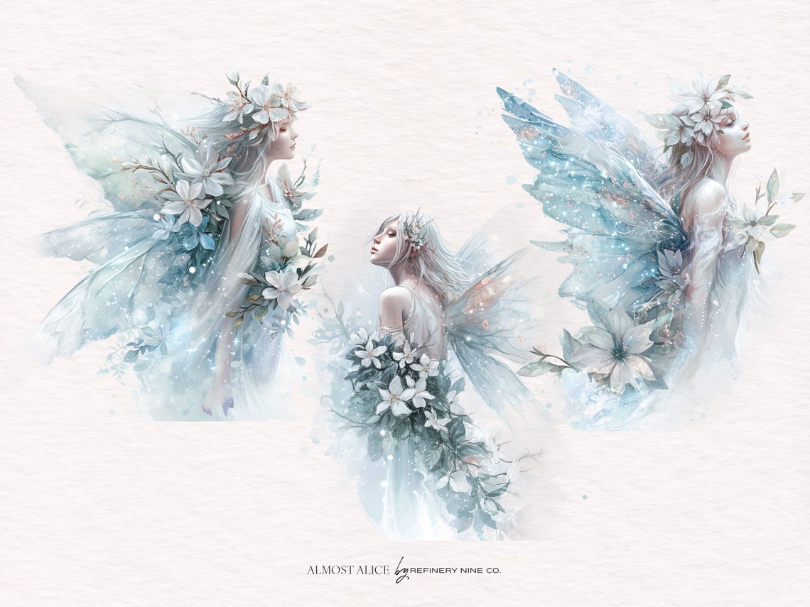 Blue Fairies Watercolor Clipart: Fantasy PNG Images (digital Download ...