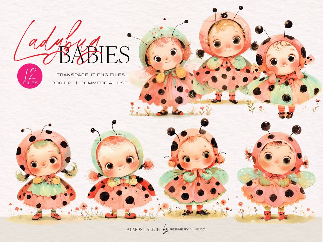 Ladybug Babies Watercolor Clipart: Nursery Art (PNG) - Etsy