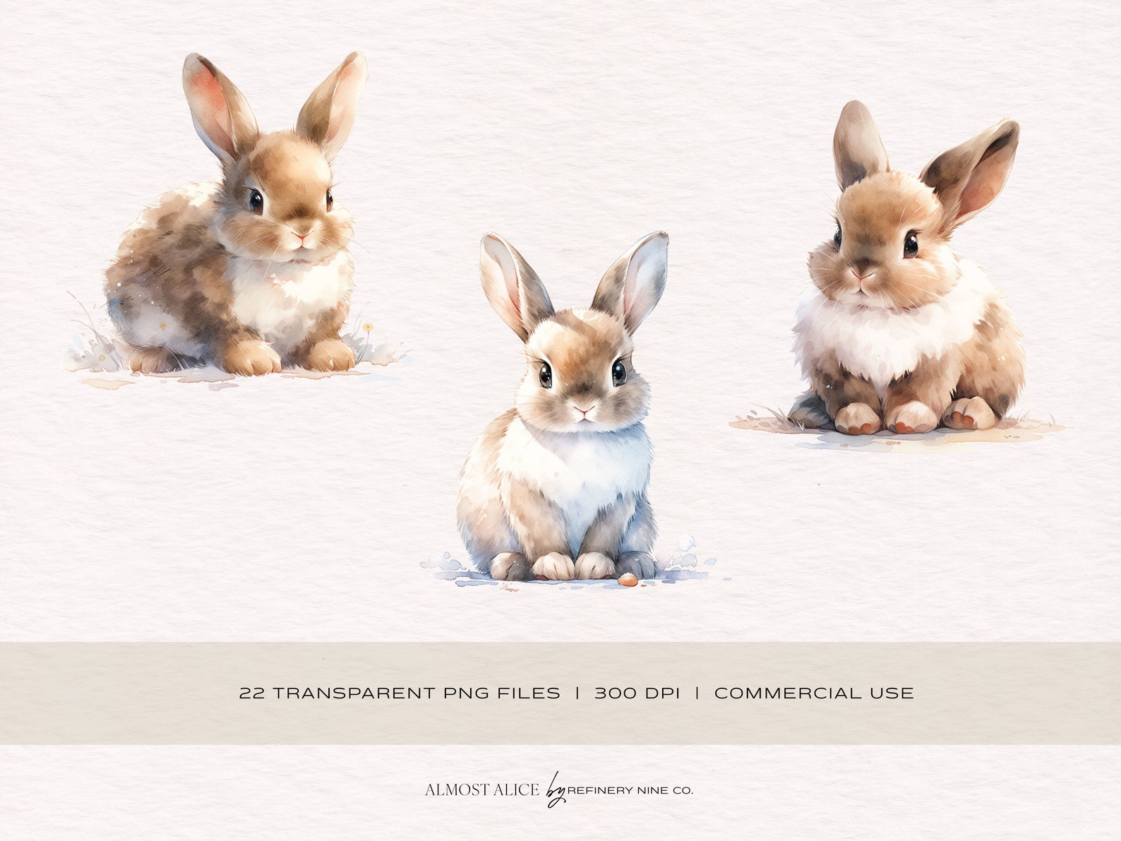 Cute Bunnies, Clipart Pack, Clipart for Commercial Use, Transparent ...