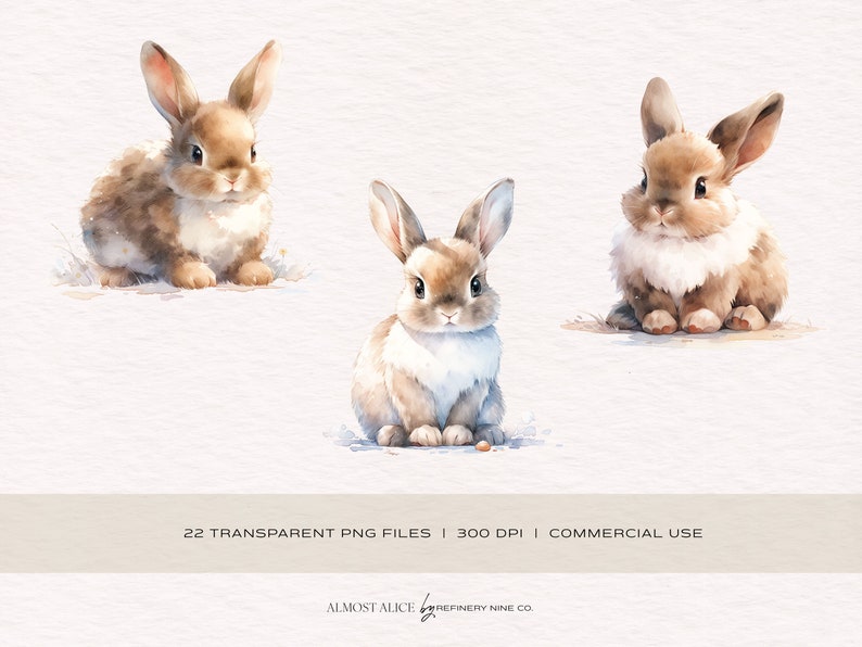 Cute Bunnies, Clipart Pack, Clipart for Commercial Use, Transparent ...