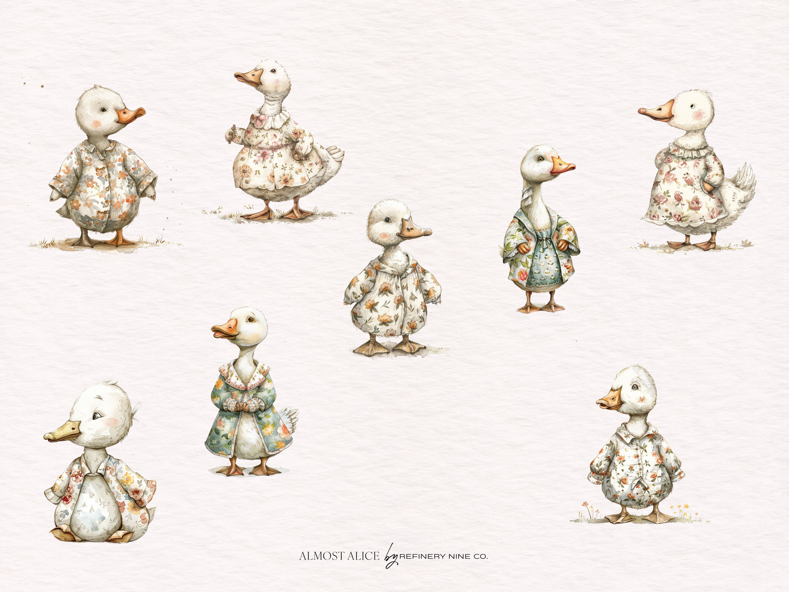 Ducks in Pajamas Watercolor Clipart: Nursery Art (PNG Digital Download ...