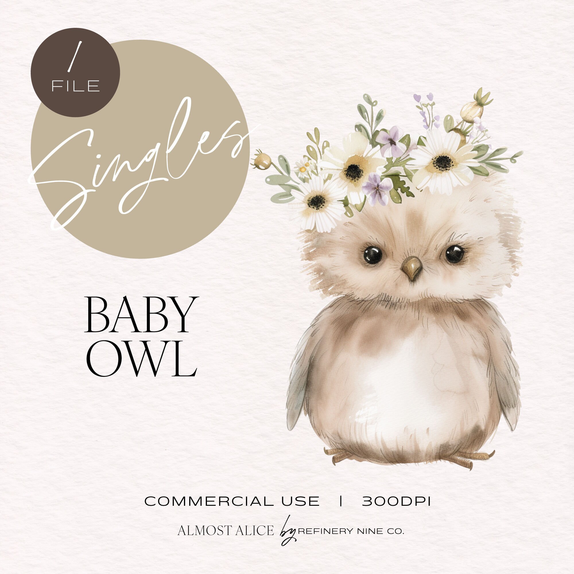 Baby Owl Clipart, Little Owls, Watercolor, Cute Clipart, Commercial Use ...