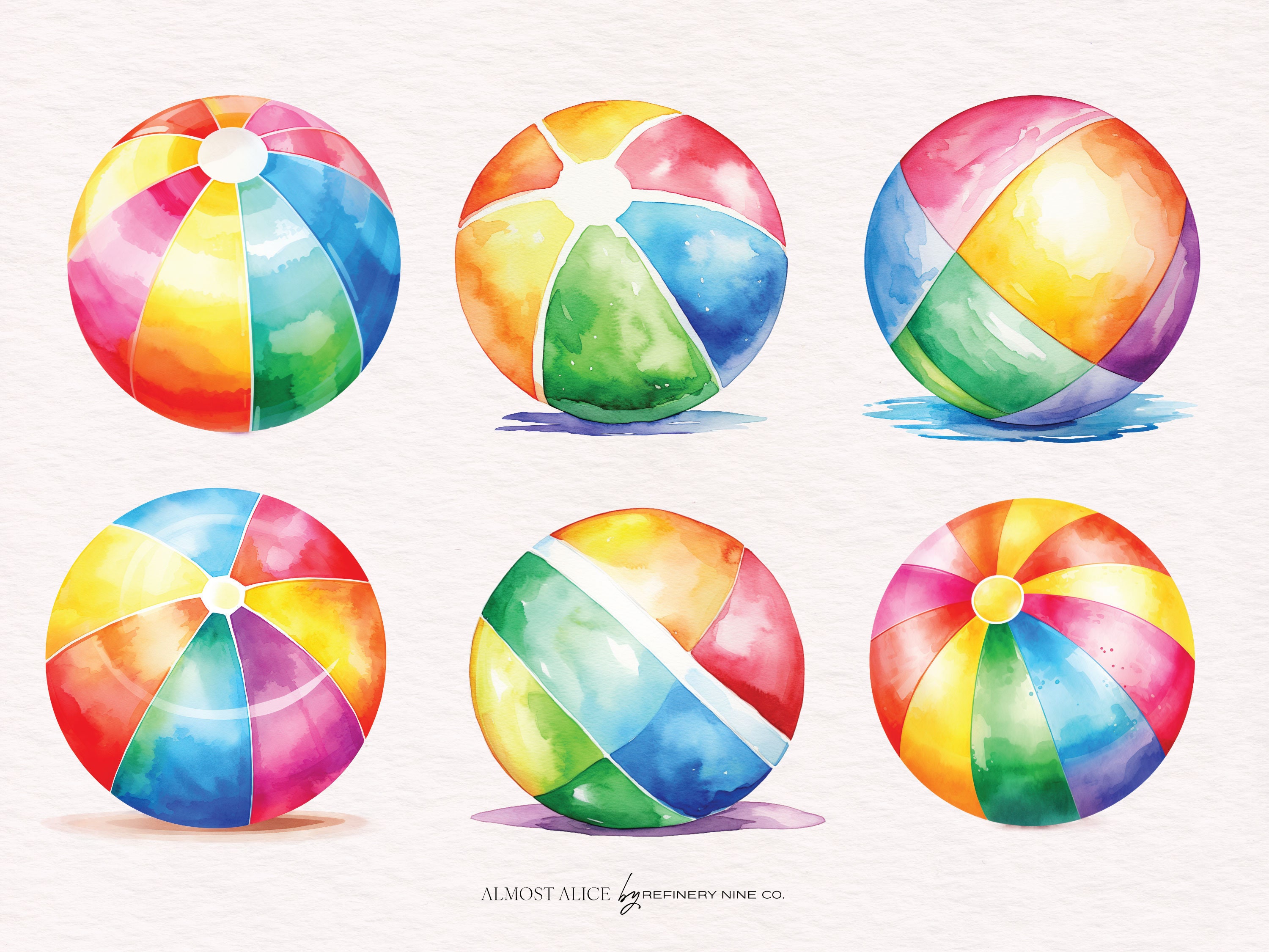 Watercolor Beach Ball Clipart, Summer Vibes, Planner Stickers ...