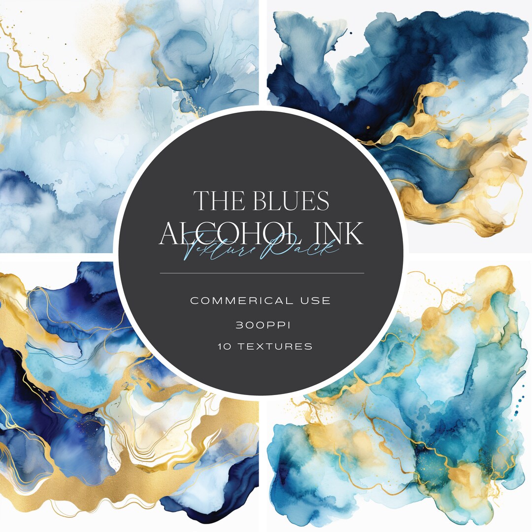 Dark Blue & Gold Alcohol Ink Textures: Digital Paper Pack (300 DPI) - Etsy