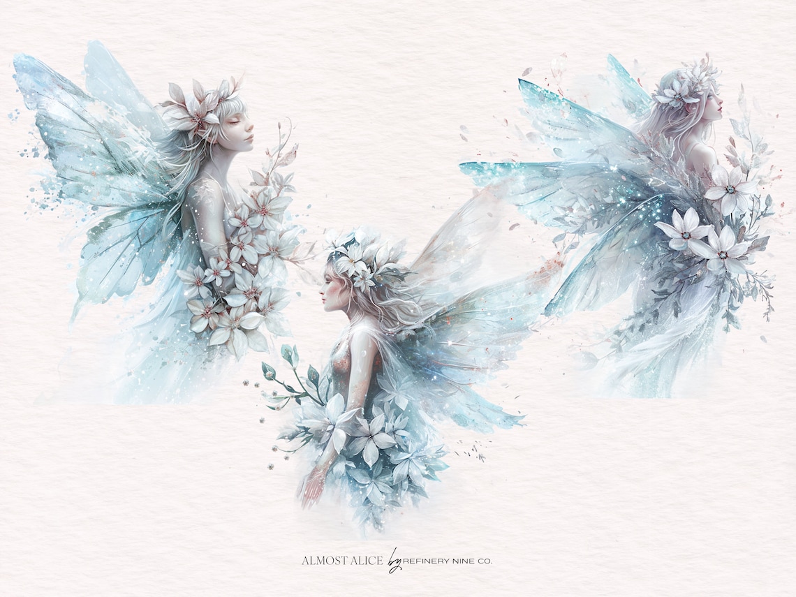 Blue Fairies Watercolor Clipart: Fantasy PNG Images (digital Download ...