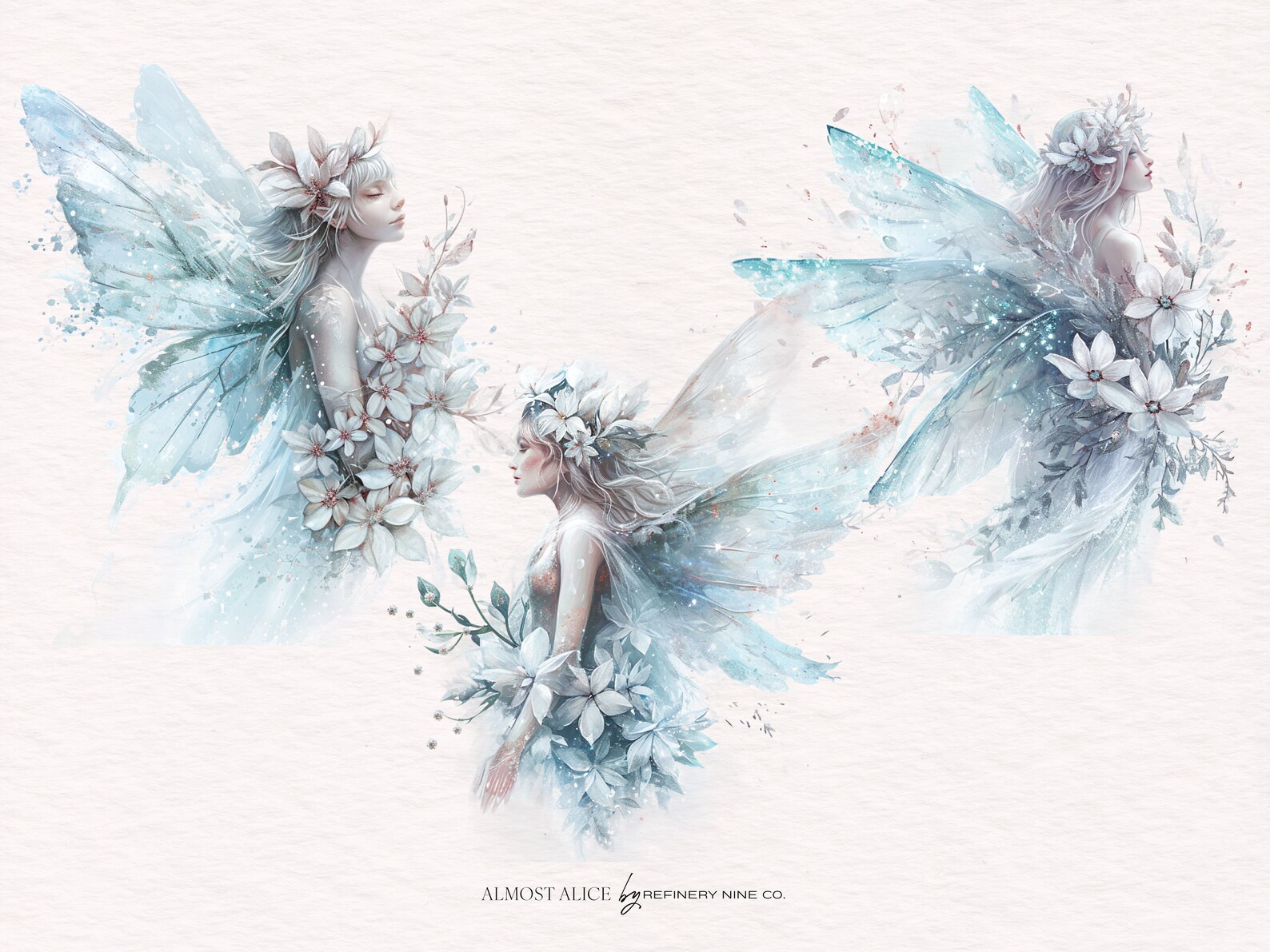 Blue Fairies Watercolor Clipart: Fantasy PNG Images (digital Download ...