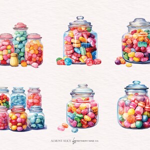 Rainbow Watercolor Candy Jars Clipart, Candy, Stationary, Scrapbooking ...