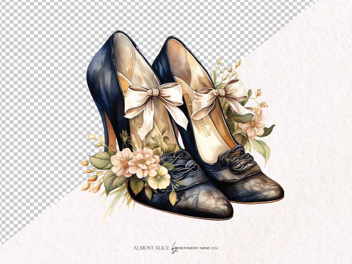 Vintage Heels Watercolor Clipart, Elegant Watercolor, Shoe ...