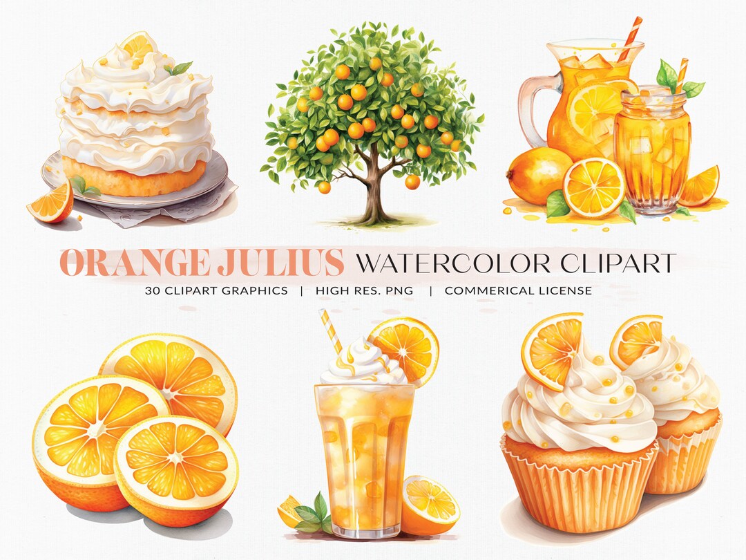Orange Julius Clipart - Food Clipart, Digital Watercolor Prints ...