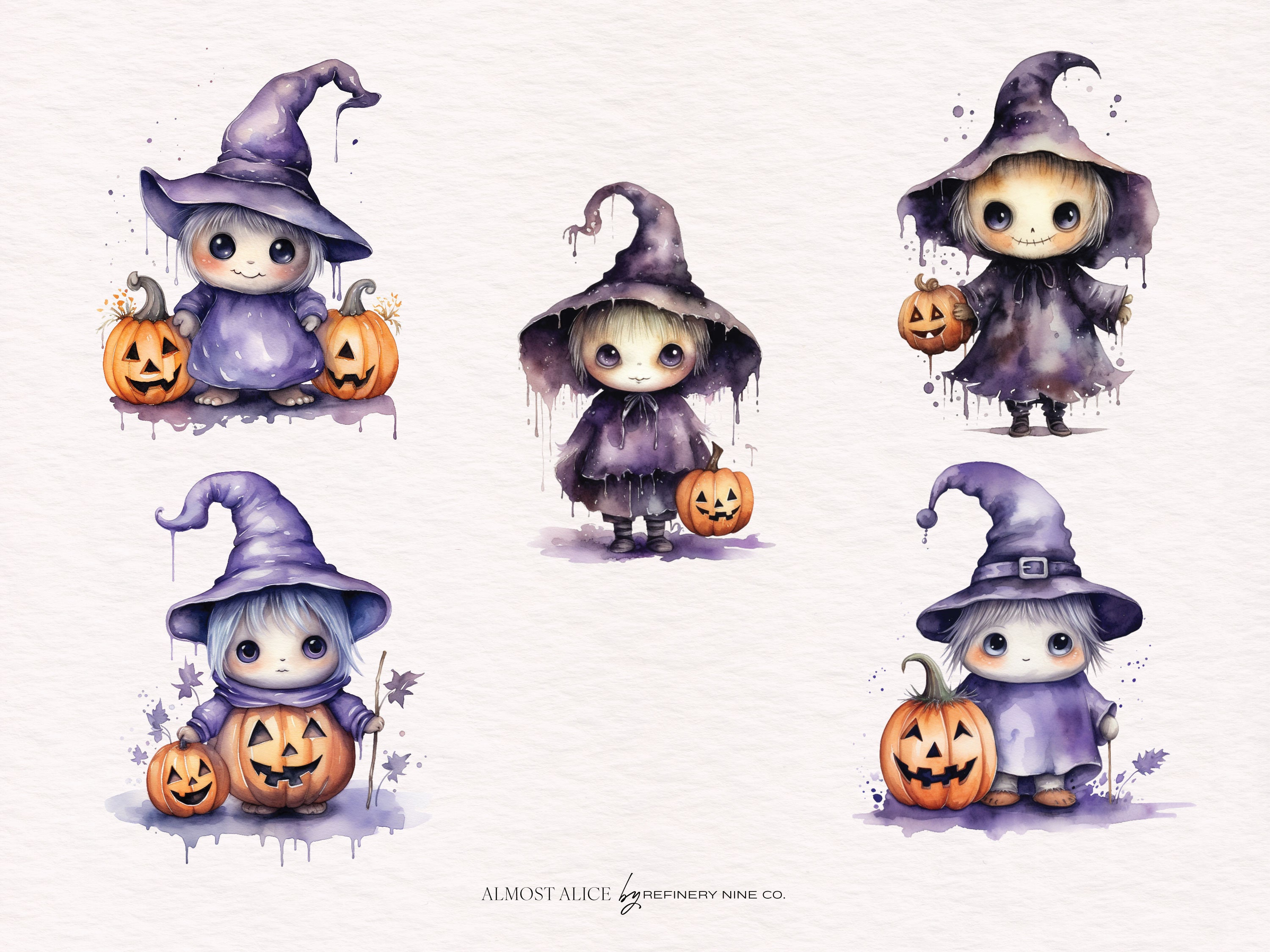 Little Witches Clipart - Mini Bundle, Halloween, Holiday, Magical, Cute ...