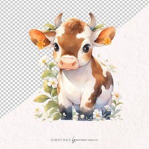 Watercolor Cows Clipart Pack, Pastel, Sweet, Clipart for Commercial Use ...