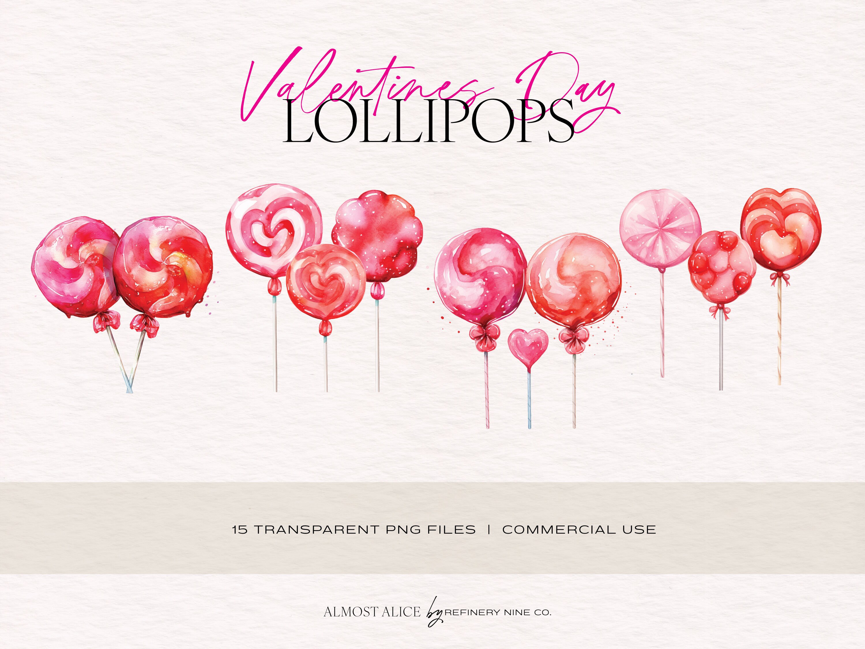Lollipop Clipart, Valentine's Day Card, Candy Illustration, Cute ...