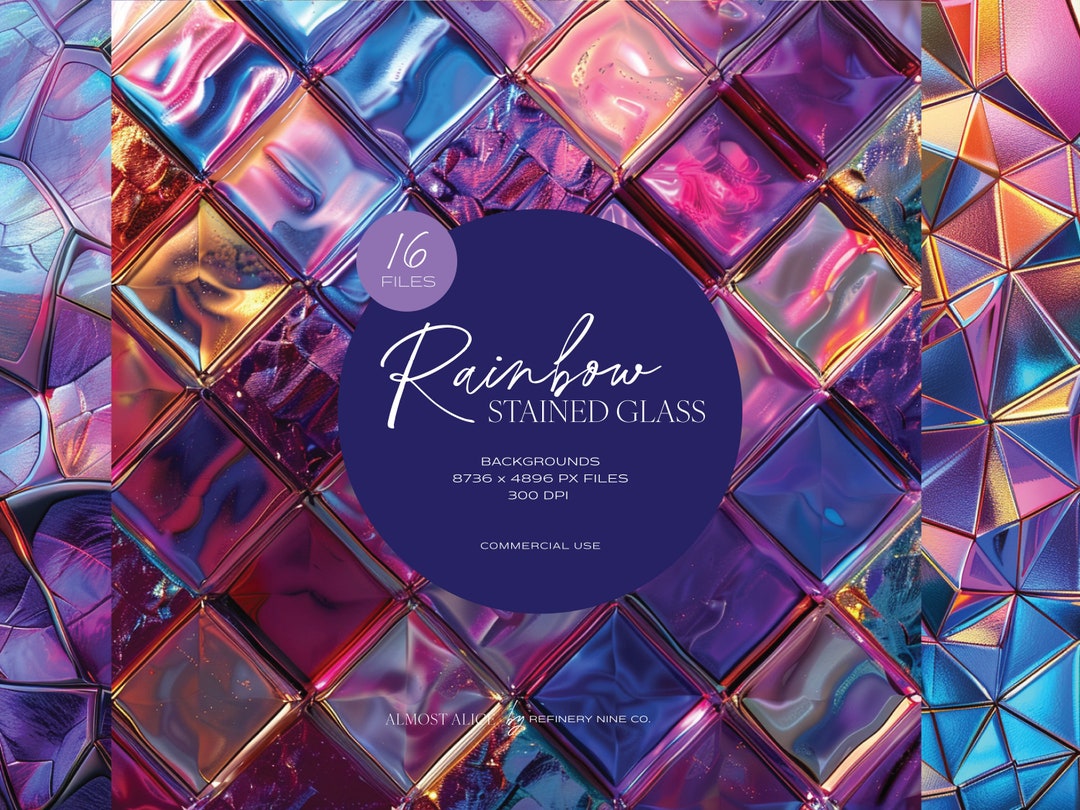 Stained Glass Texture Rainbow Pack - Watercolor & Holographic High ...