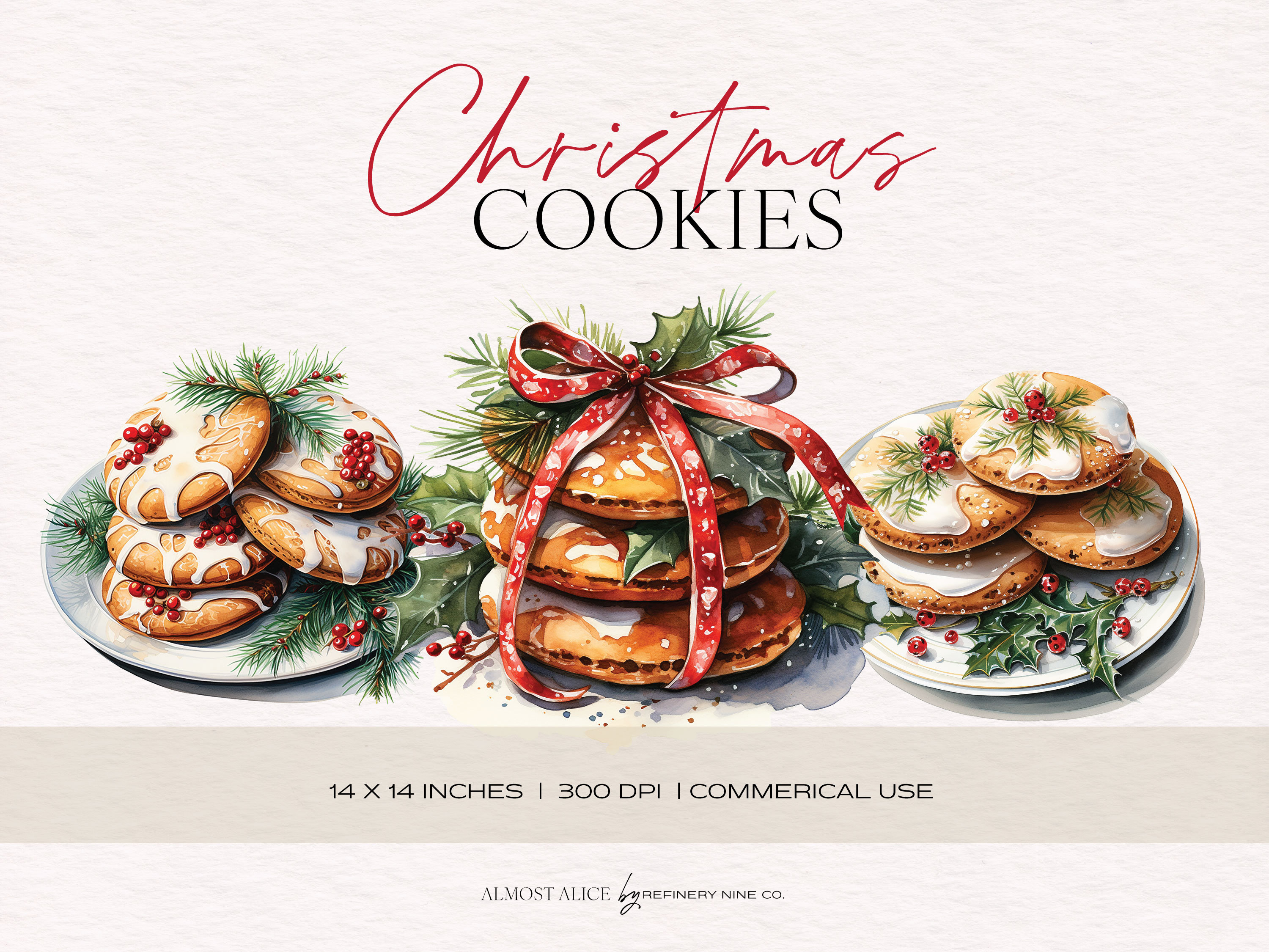 Christmas Cookies, Watercolor Clipart, Christmas, Winter Solstice ...