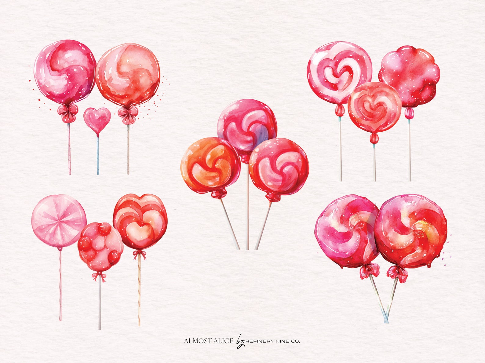 Lollipop Clipart, Valentine's Day Card, Candy Illustration, Cute ...