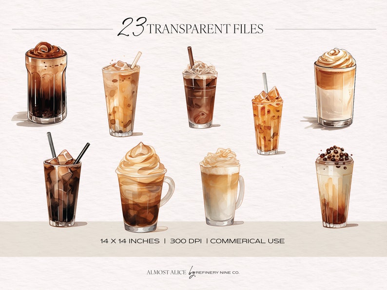 Iced Coffee Clipart, Watercolor Clipart, Cozy, Autumn Vibes ...