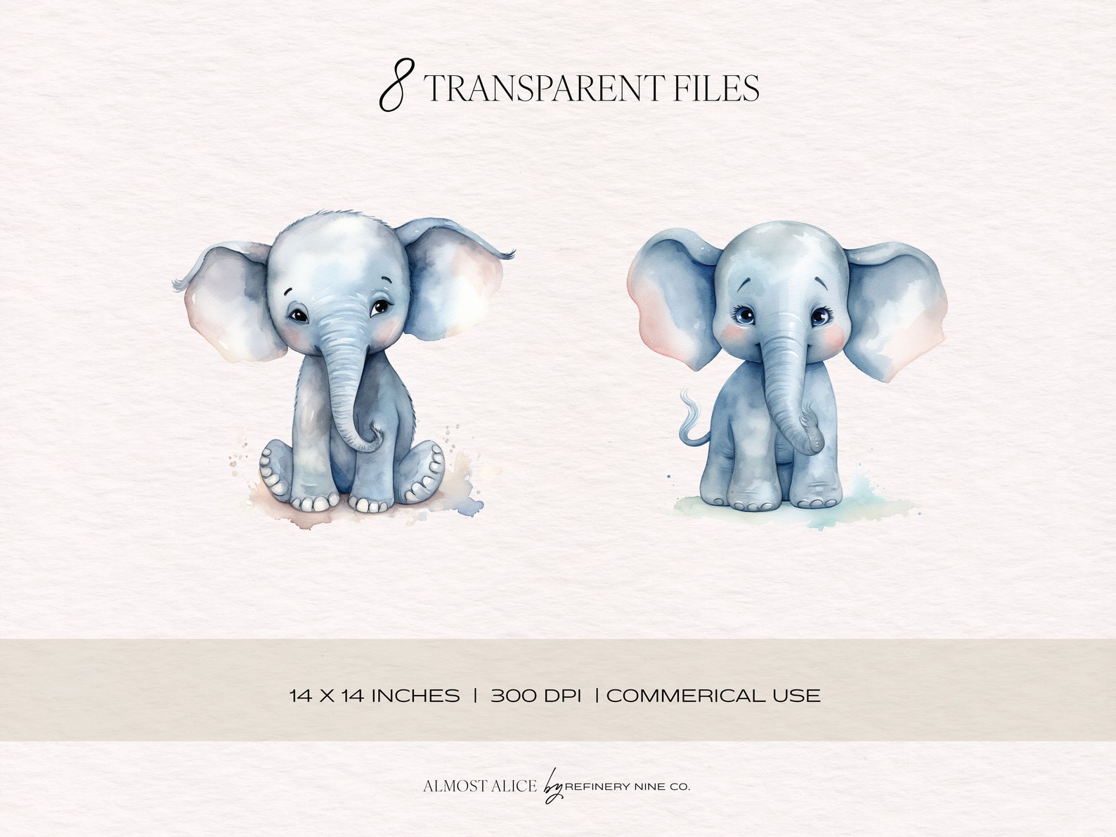 Happy Elephants, Watercolor Clipart, Safari Animals, Pastel, Stickers ...