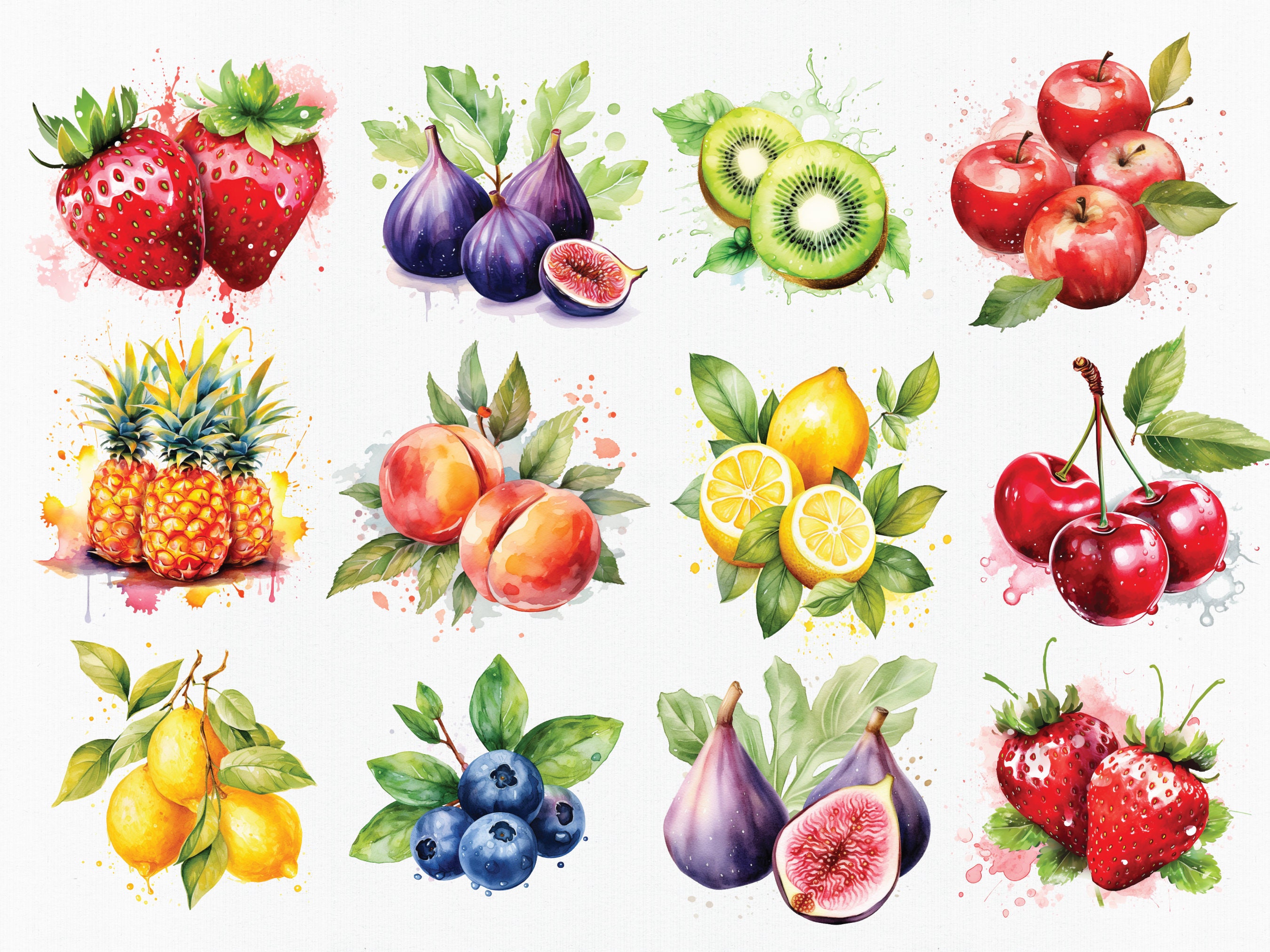 Watercolor Fruits Clipart Halloween Digital Print Planner - Etsy