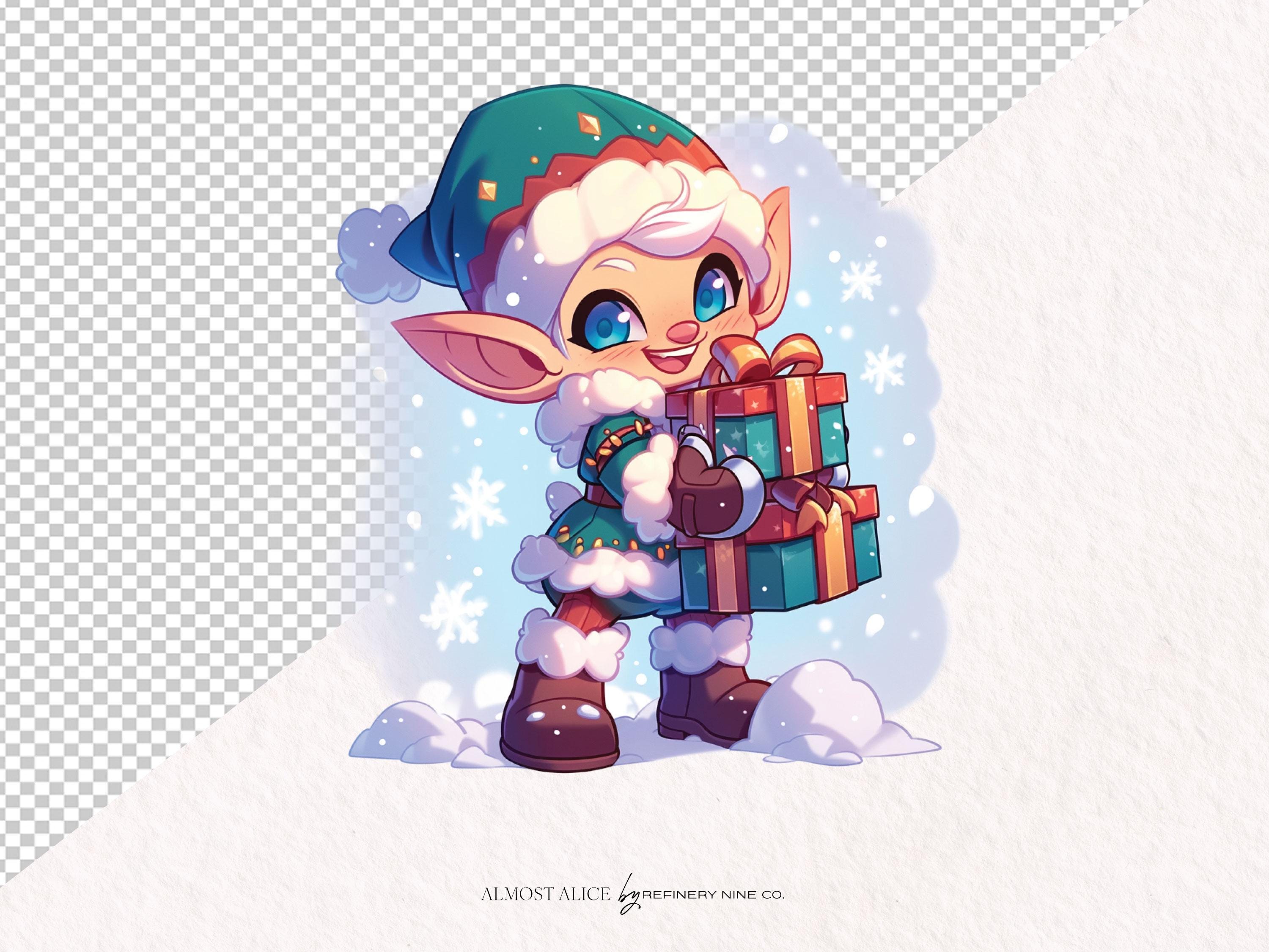 Watercolor Christmas Elves Clipart, Holiday PNG Stickers (commercial ...