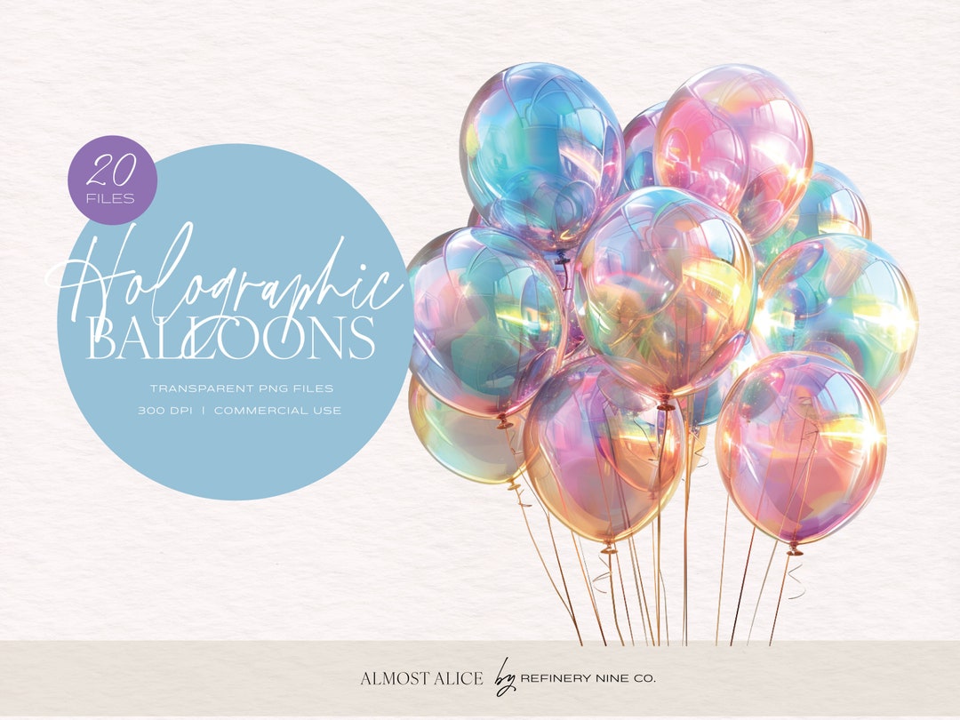 Holographic Watercolor Balloons, Fantasy Whimsical, Scrapbooking, DIY ...