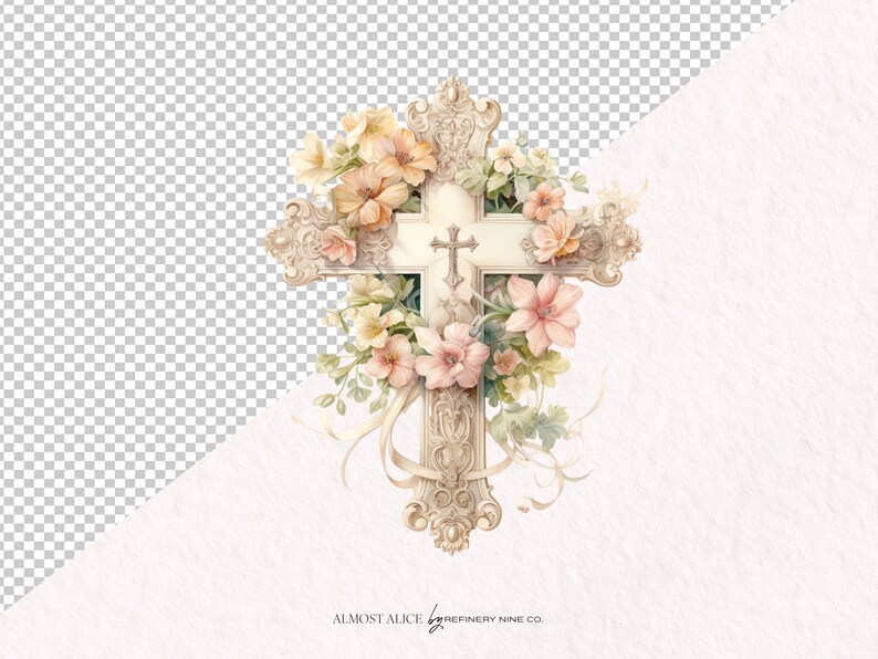 Beige Holiday Crosses Watercolor Clipart, Easter, Stationary, Communion ...