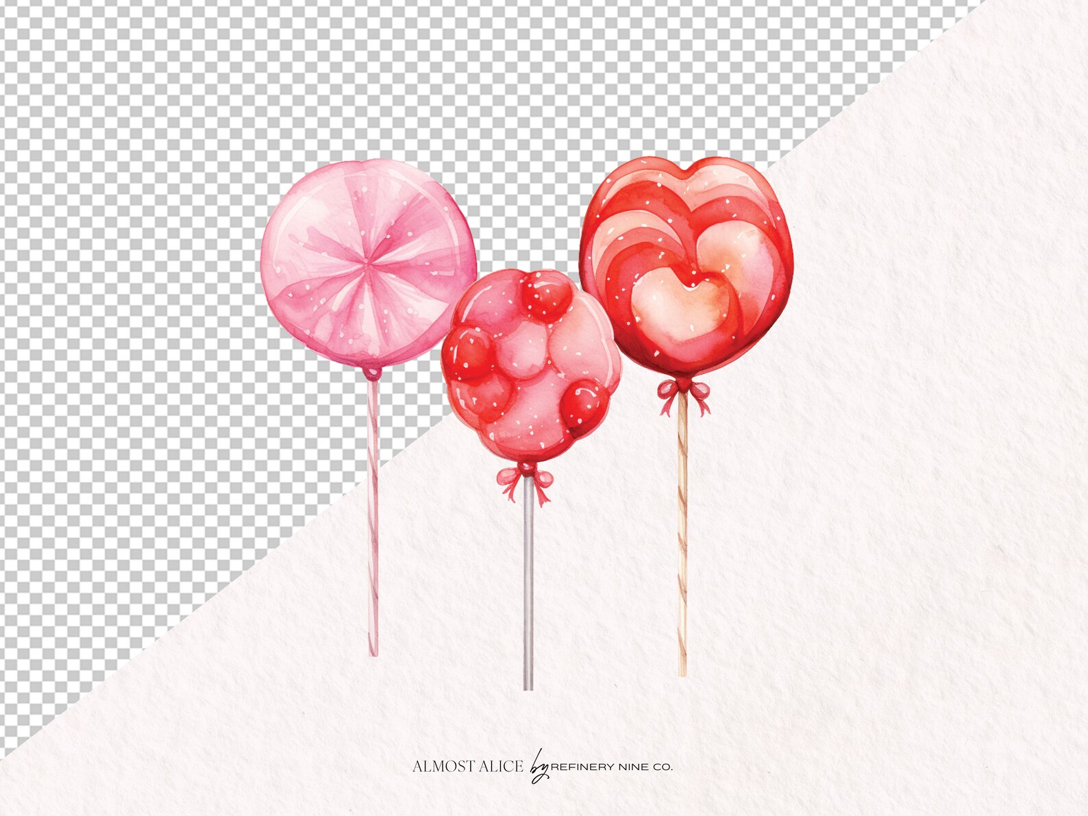 Lollipop Clipart, Valentine's Day Card, Candy Illustration, Cute ...