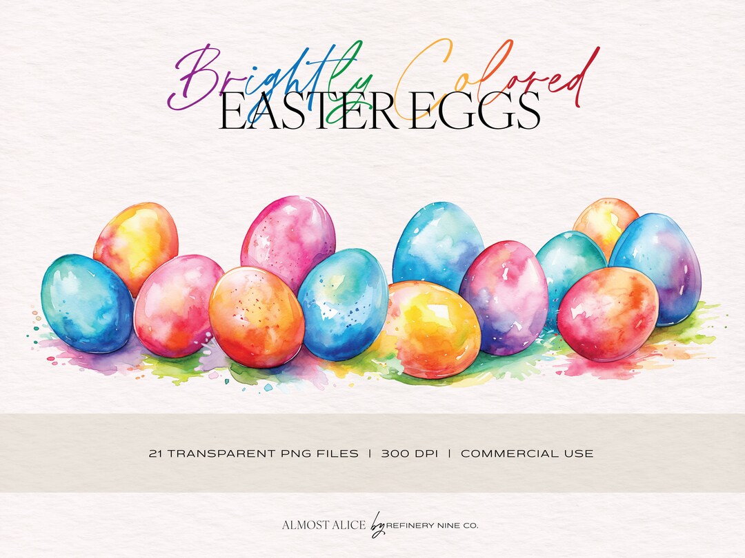 Brightly Colored Easter Eggs Clipart, Seasonal, Commercial Use ...