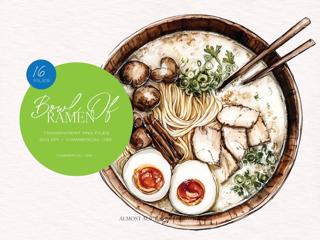 Watercolor Ramen Clipart: Japanese Food PNG (commercial Use) - Etsy