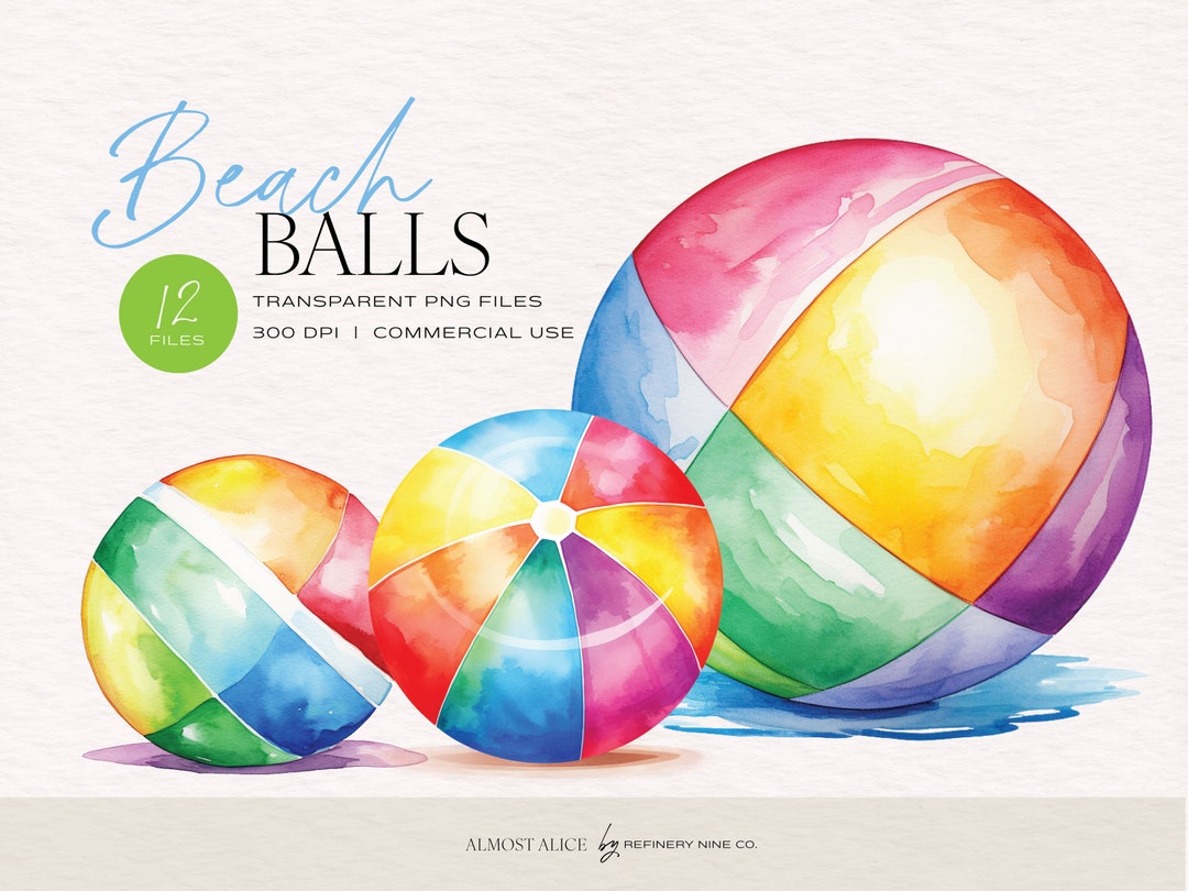 Watercolor Beach Ball Clipart, Summer Vibes, Planner Stickers ...