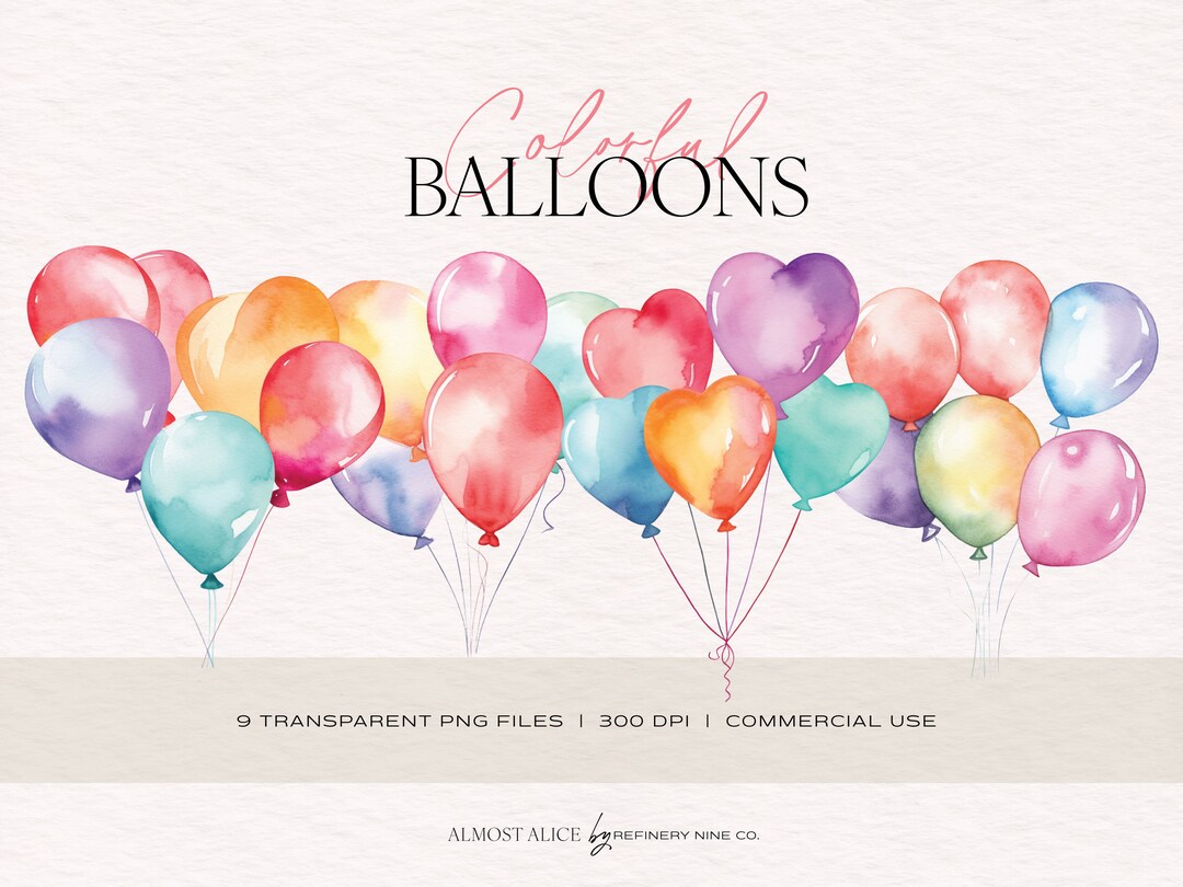 Watercolor Balloon Clipart Pack, Bright Pastel Balloons Clip Art ...