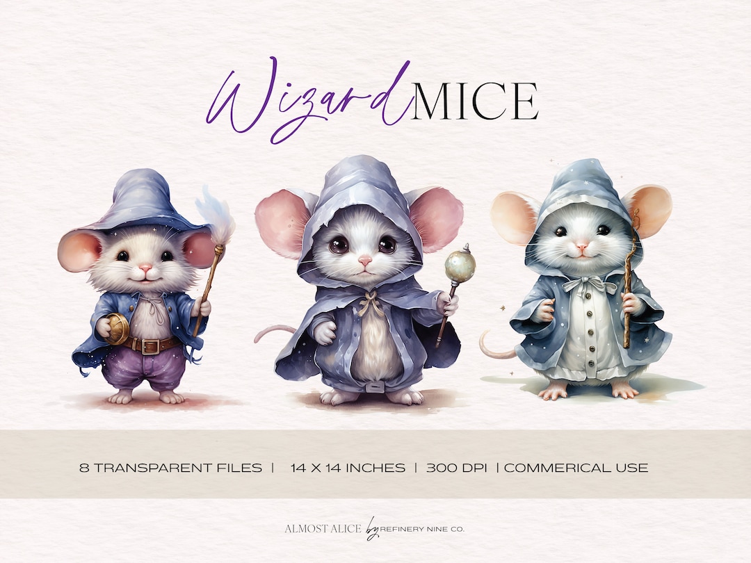 Wizard Mice, Watercolor Clipart, Transparent PNG, Fantasy, Magical ...