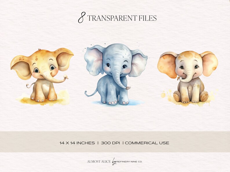 Happy Elephants, Watercolor Clipart, Safari Animals, Pastel, Stickers ...