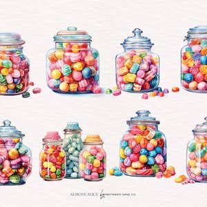Rainbow Watercolor Candy Jars Clipart, Candy, Stationary, Scrapbooking ...