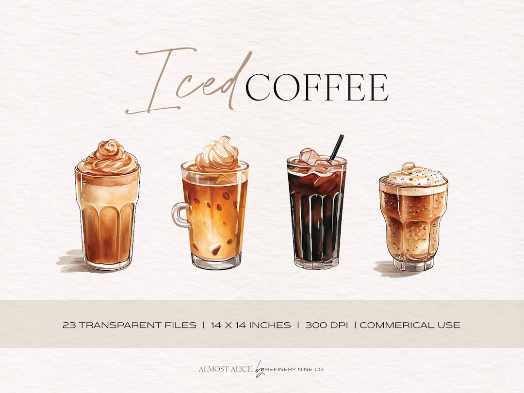Iced Coffee Clipart, Watercolor Clipart, Cozy, Autumn Vibes ...