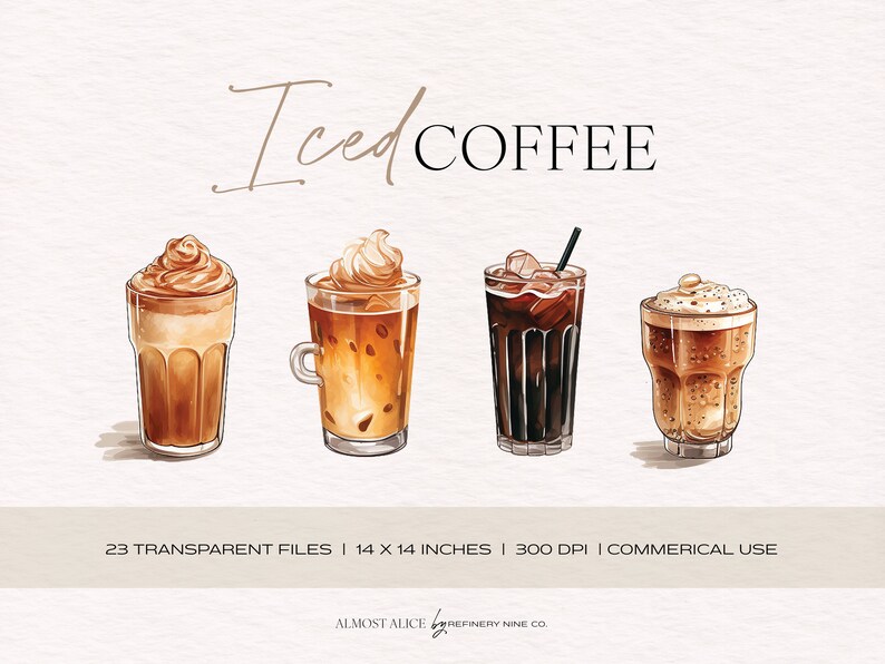 Iced Coffee Clipart, Watercolor Clipart, Cozy, Autumn Vibes ...