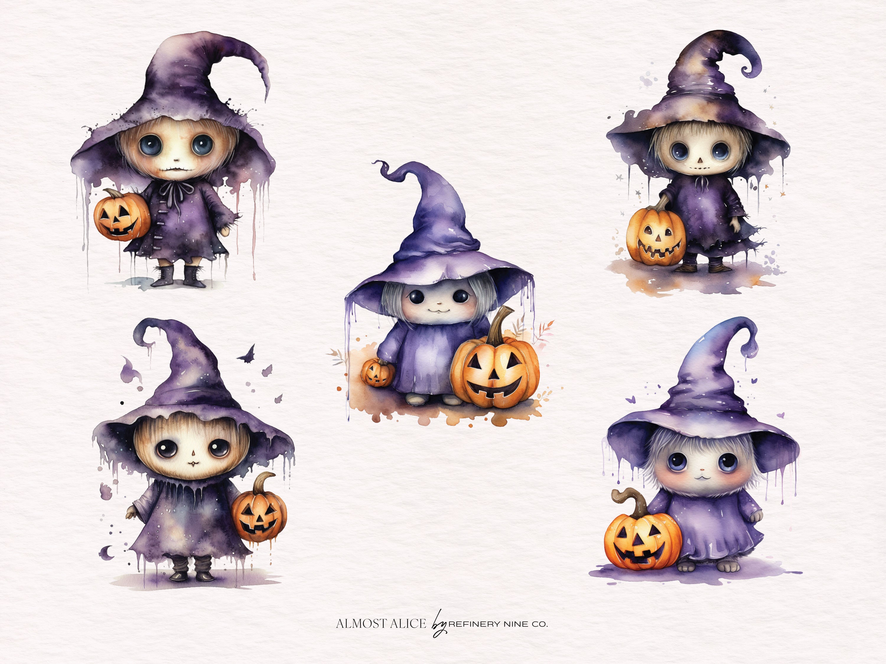 Little Witches Clipart - Mini Bundle, Halloween, Holiday, Magical, Cute ...