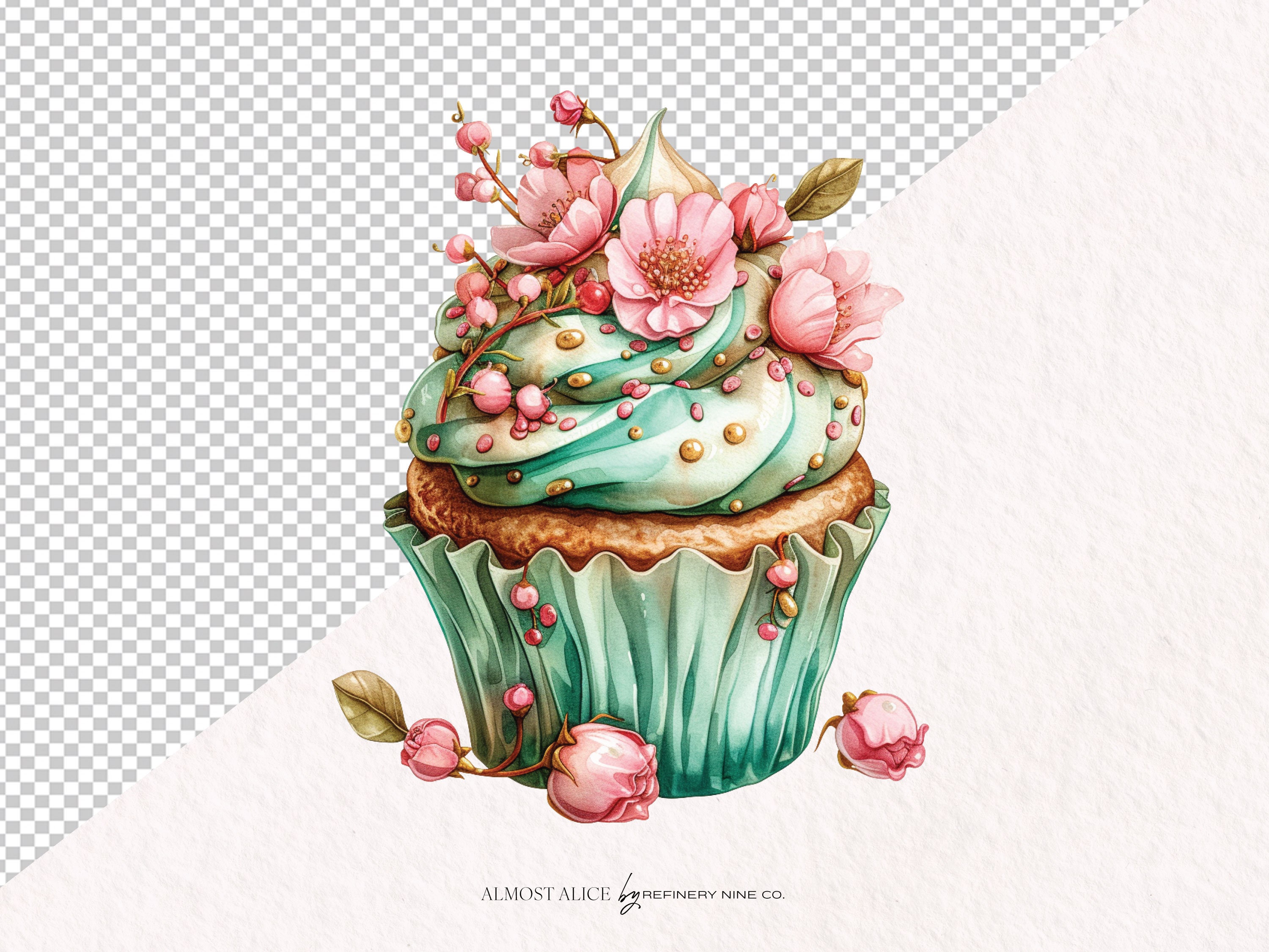 Rainbow Watercolor Cupcakes Clipart Perfect for Stationery, Crafting ...