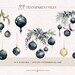 Dark Moody Christmas Ornaments, Dark Color Baubles, Watercolor Clipart ...