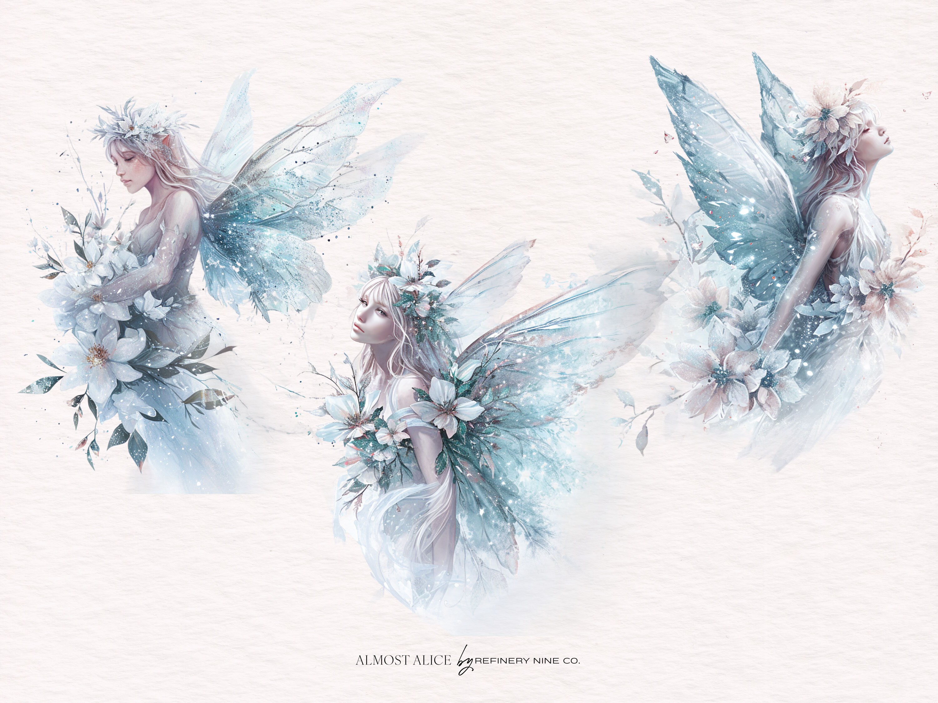 Blue Fairies Watercolor Clipart: Fantasy PNG Images (digital Download ...