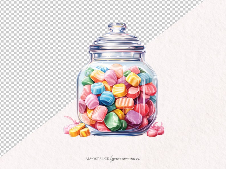 Rainbow Watercolor Candy Jars Clipart, Candy, Stationary, Scrapbooking ...