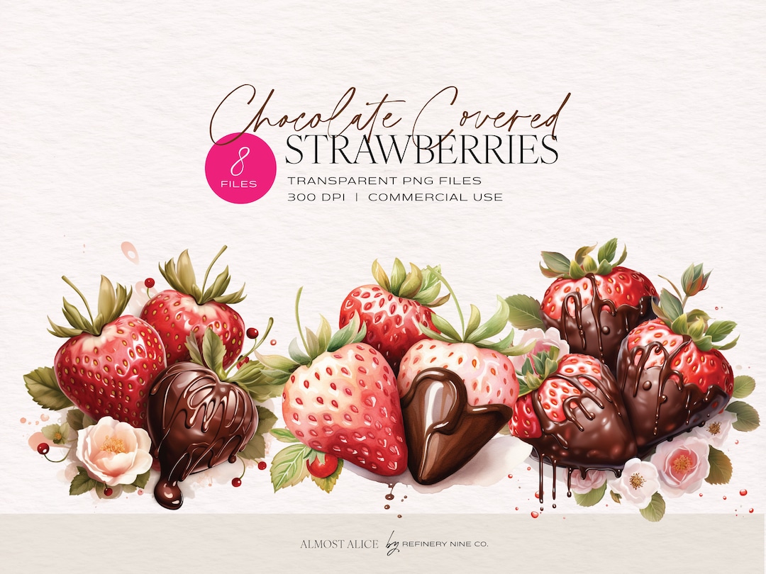 Chocolate Covered Strawberries Watercolor Clipart, Desserts, Foodies ...