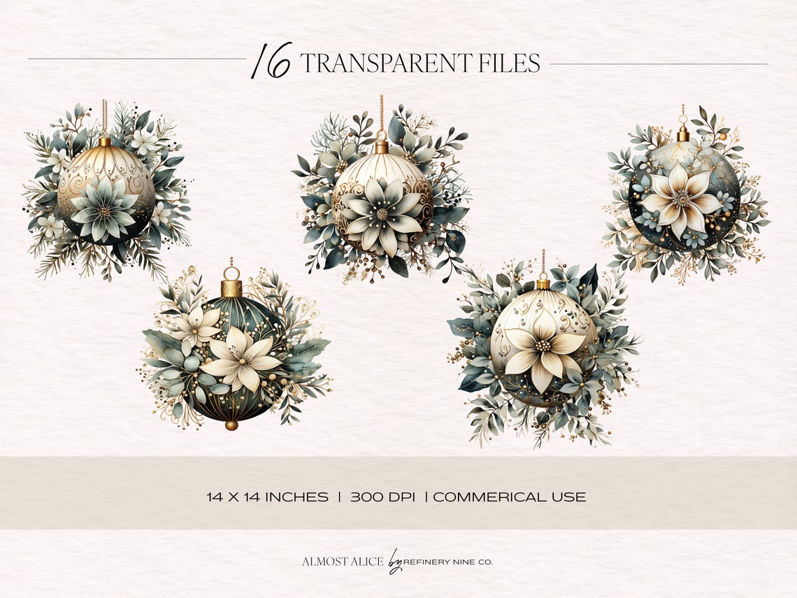 Dark Green Baubles Watercolor Clipart Christmas Dark - Etsy