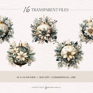 Dark Green Baubles, Watercolor Clipart, Christmas, Dark, Moody ...