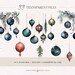 Dark Moody Christmas Ornaments, Dark Color Baubles, Watercolor Clipart ...