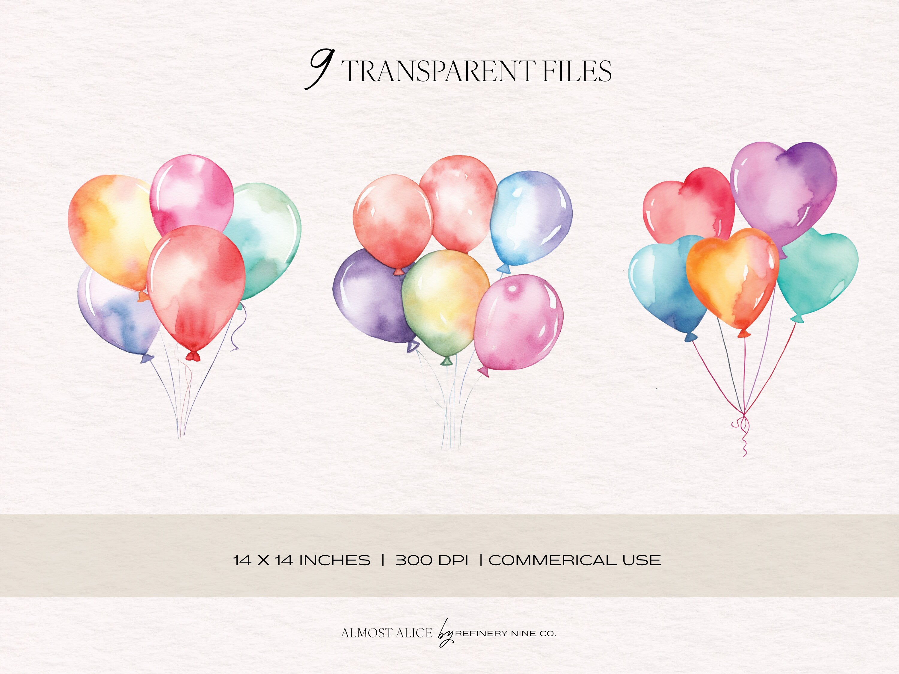 Watercolor Balloon Clipart Pack, Bright Pastel Balloons Clip Art ...