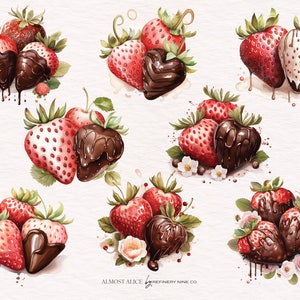 Chocolate Covered Strawberries Watercolor Clipart, Desserts, Foodies ...